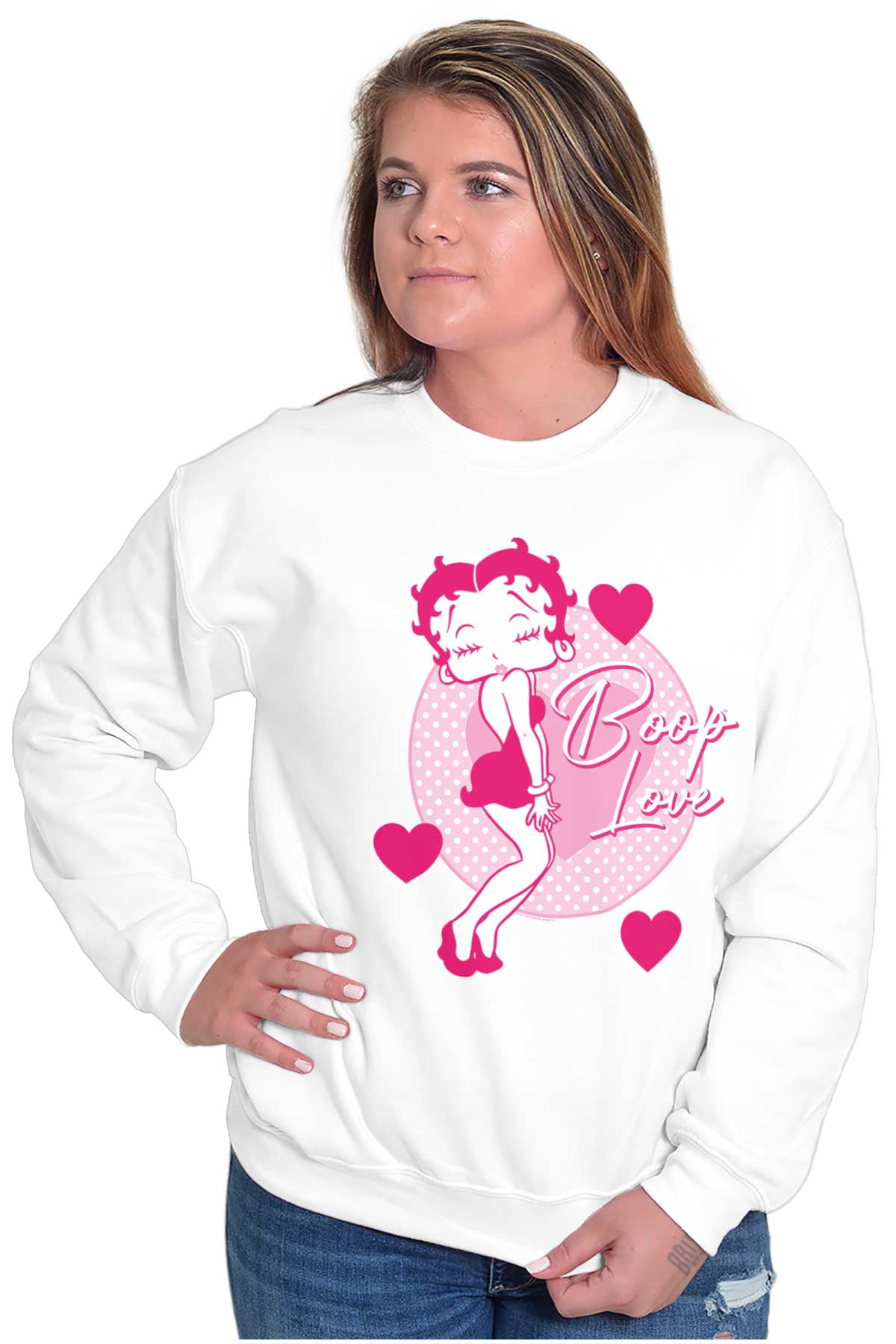Vintage Betty Boop Cartoon Love Heart Women Plus Size Sweatshirt Brisco ...