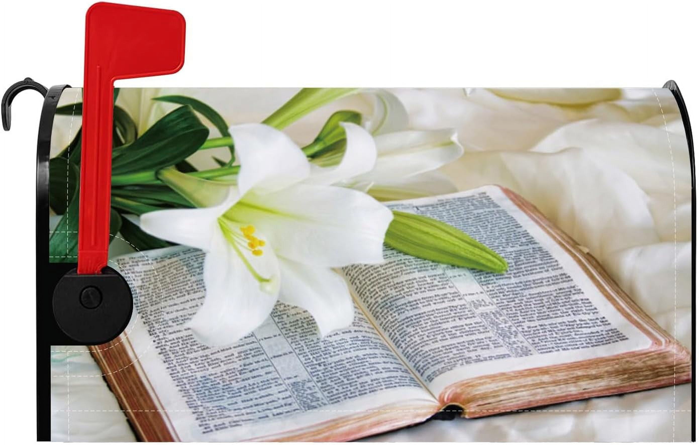 Vintage Bible Mailbox Cover White Lily Flower Mail Box Cover Holy Writ ...