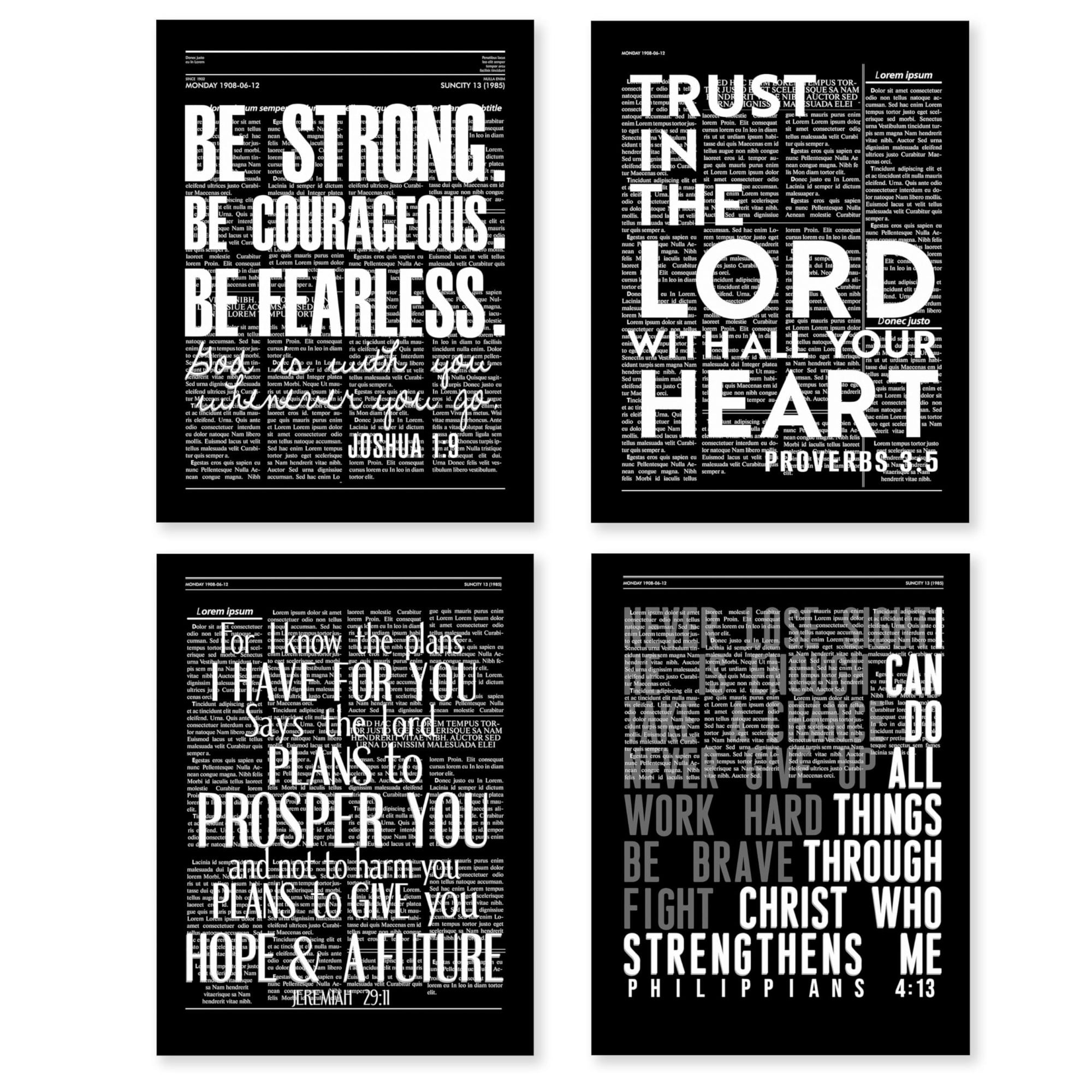 Vintage Bible Verses Christian Office Wall Art Poster Set of 4 ...