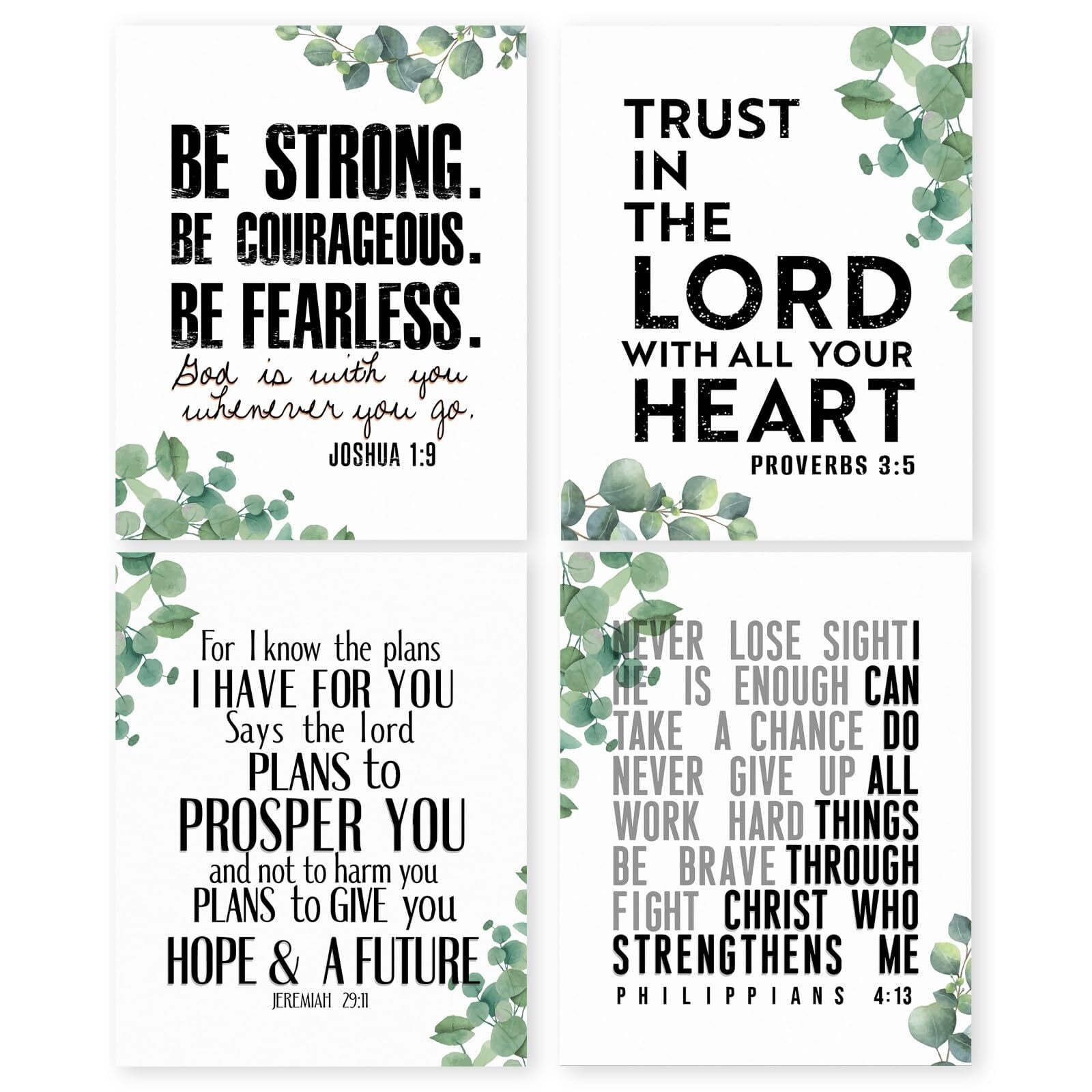 Vintage Bible Verses Christian Office Wall Art Poster Set of 4 ...