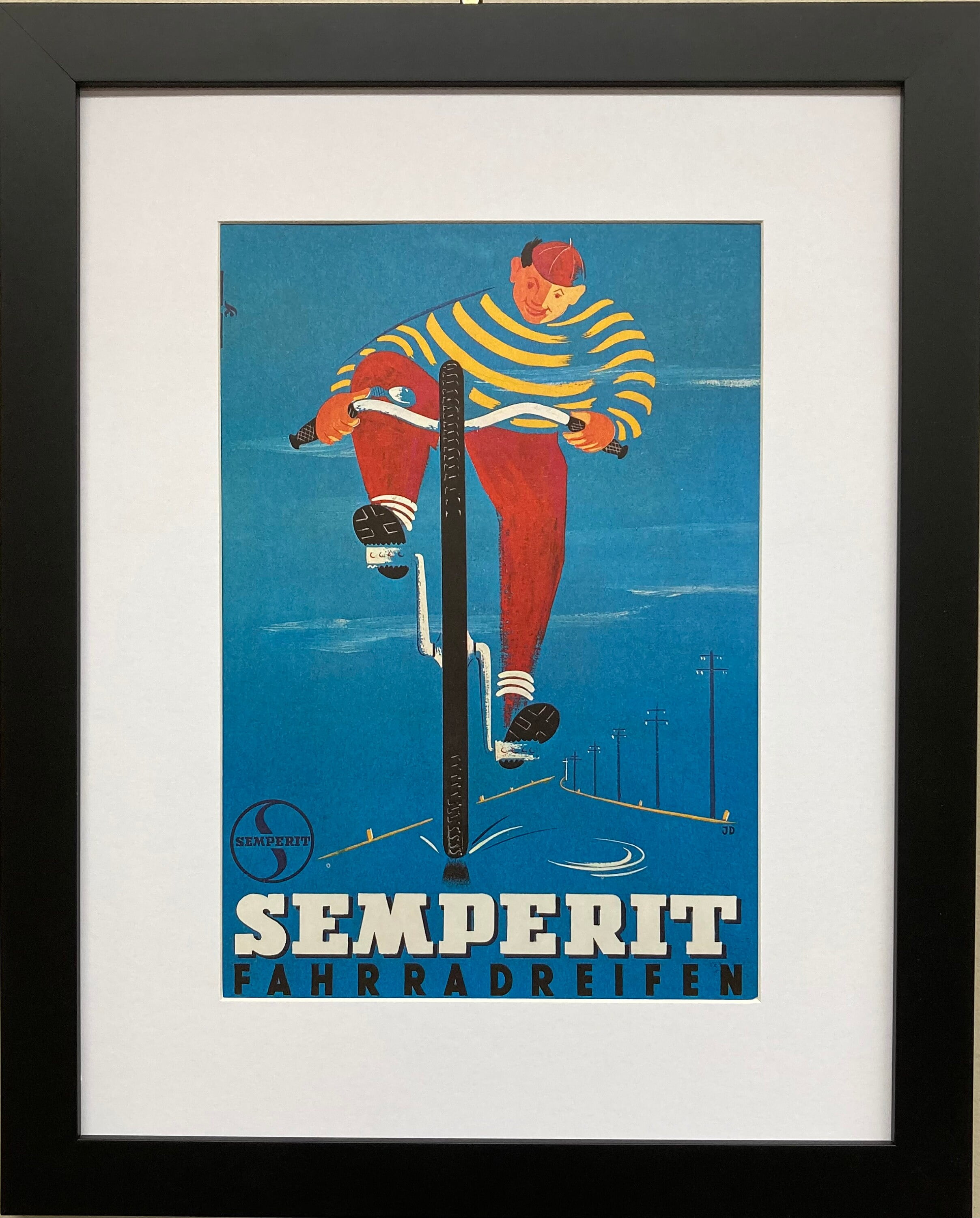 Vintage Bicycle Poster "Semperit Tires" (1950) Framed Art Generic ...