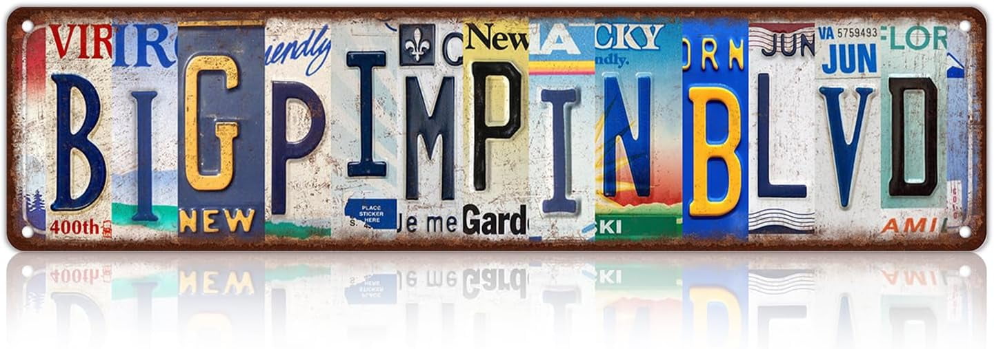 Vintage Big Pimpin Blvd Wall Decor Street Signs Bar Metal Tin Signs 16 ...
