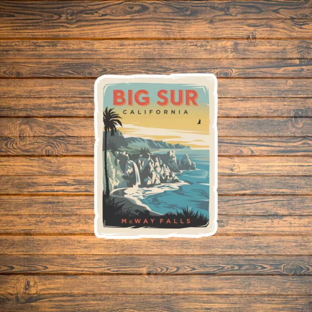 Vintage Big Sur California Mcway Falls Travel Sticker Sticker ...