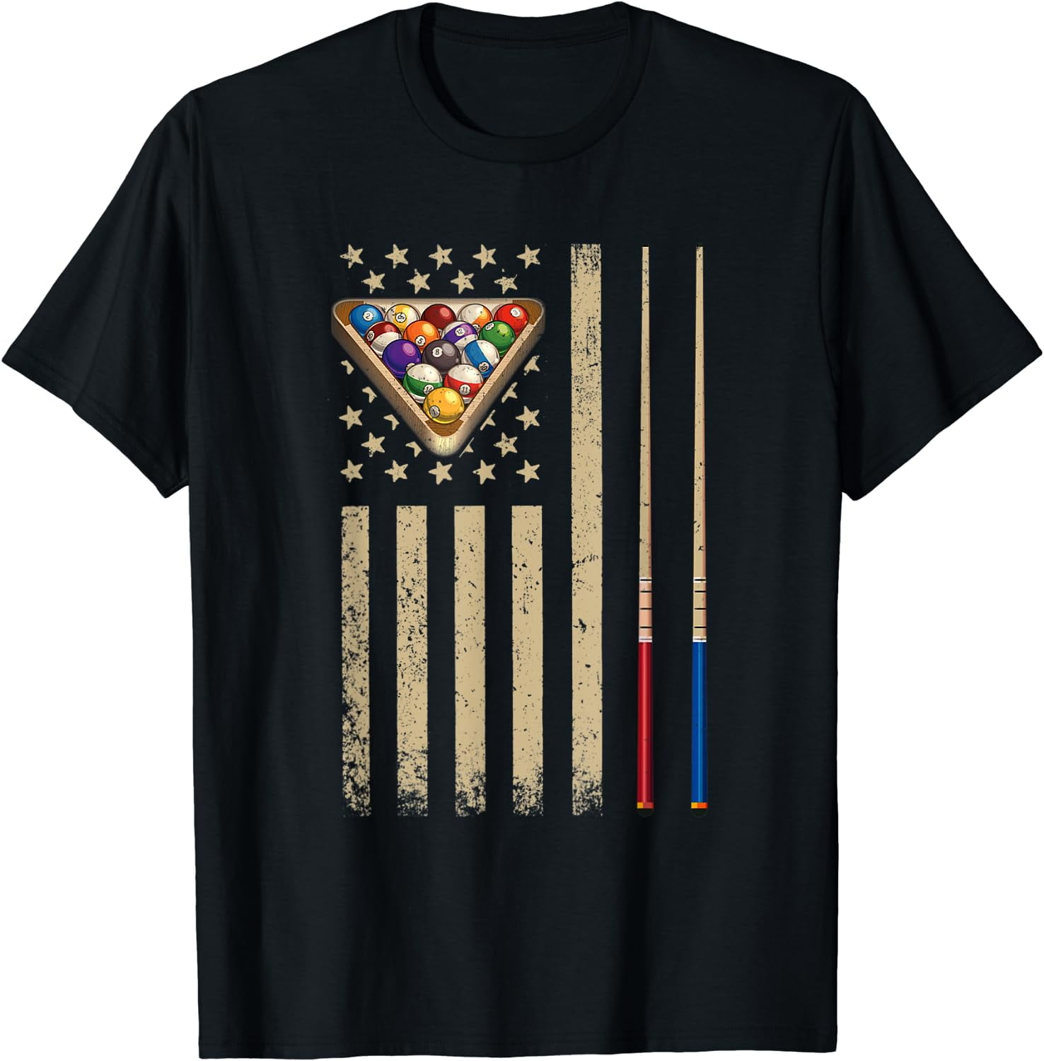 Vintage Billiard American Flag Pool Player T-Shirt - Walmart.com