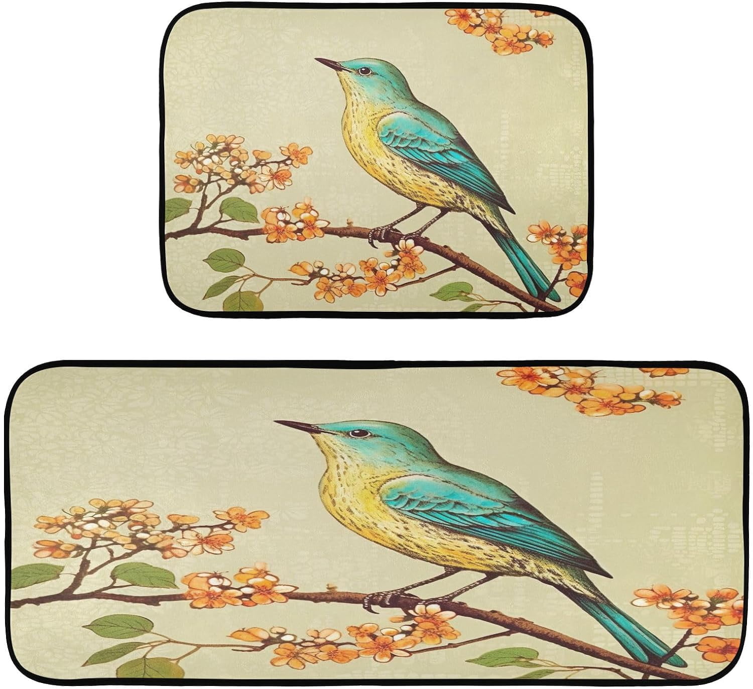 Vintage Bird Anti Fatigue Mats for Kitchen Floor,Set of 2 Non Skid ...