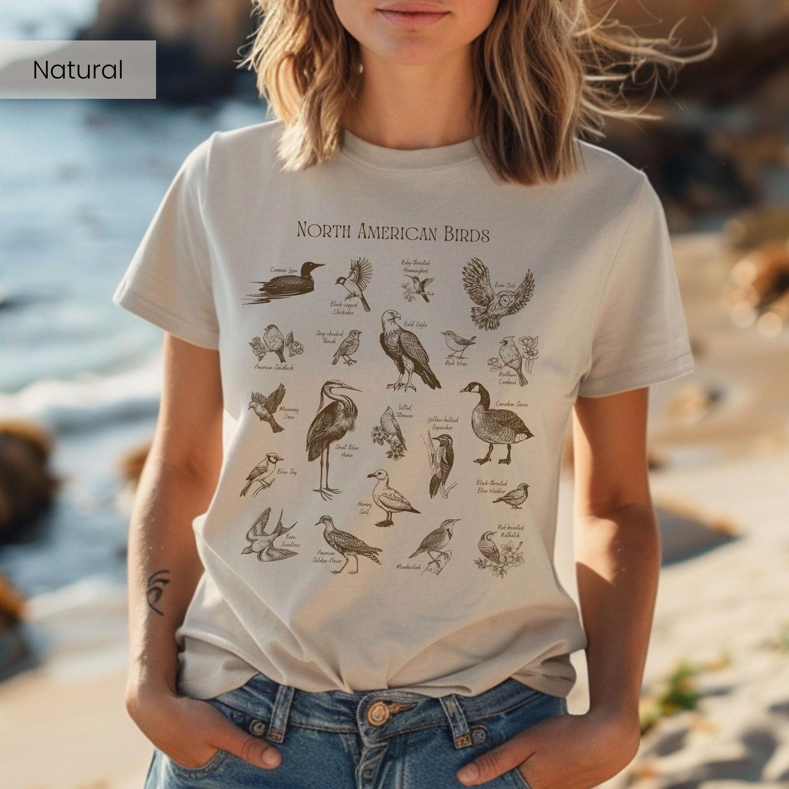 Vintage Bird Guide Unisex T-Shirt | Cottagecore Gift For Birder, Hiker, Camping or Nature Lover ...