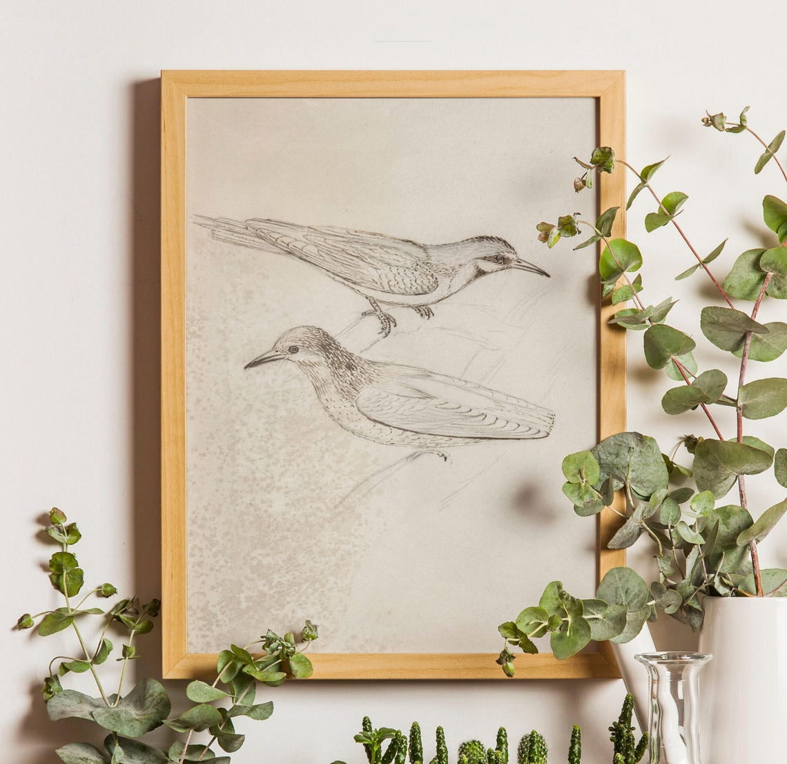 Vintage Bird Poster, Antique Charcoal Bird Sketch Artwork, Unframed ...