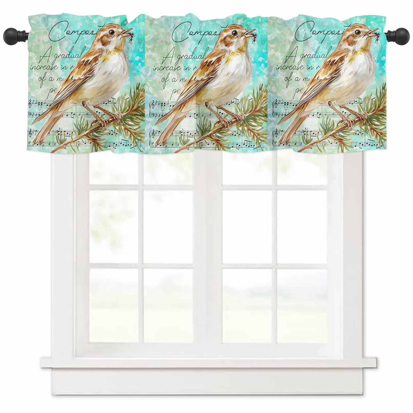 Vintage Bird Valances for Windows Farmhouse Kitchen Curtains Valances ...