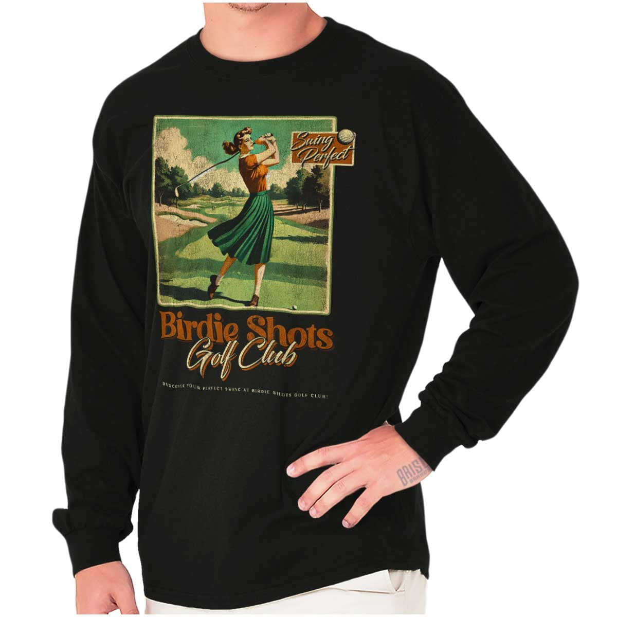 Vintage Birdie Shots Golf Club Poster Long Sleeve TShirt Men Women ...