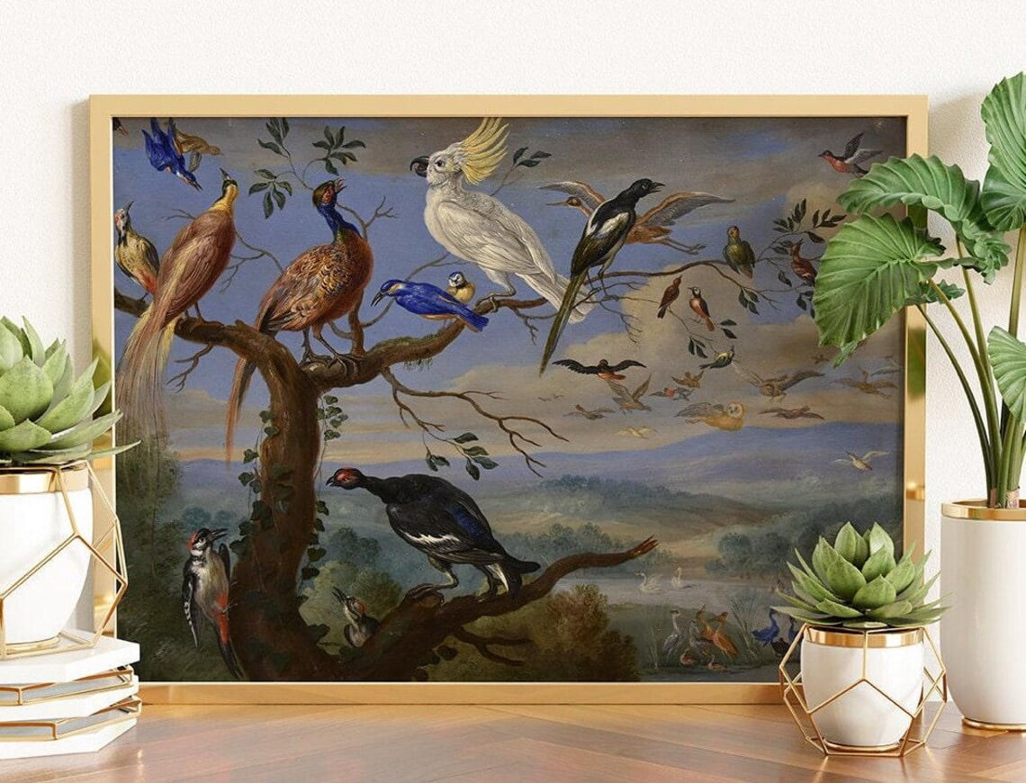 Vintage Birds Poster, Jan Van Kessel Poster, Birds Art, Ornothological ...
