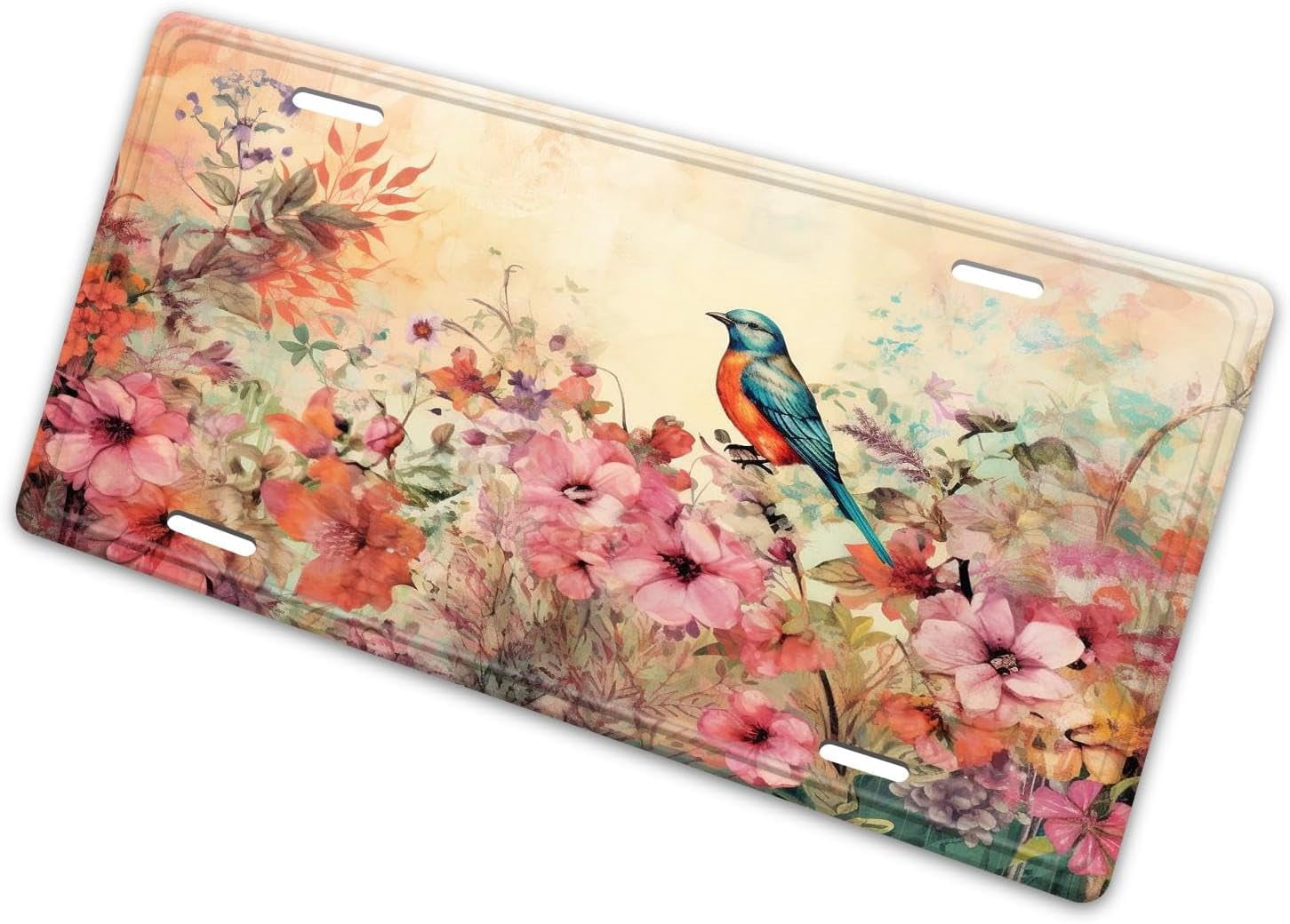Vintage Birds Roses and Butterflies Picture License Plate Cover ...
