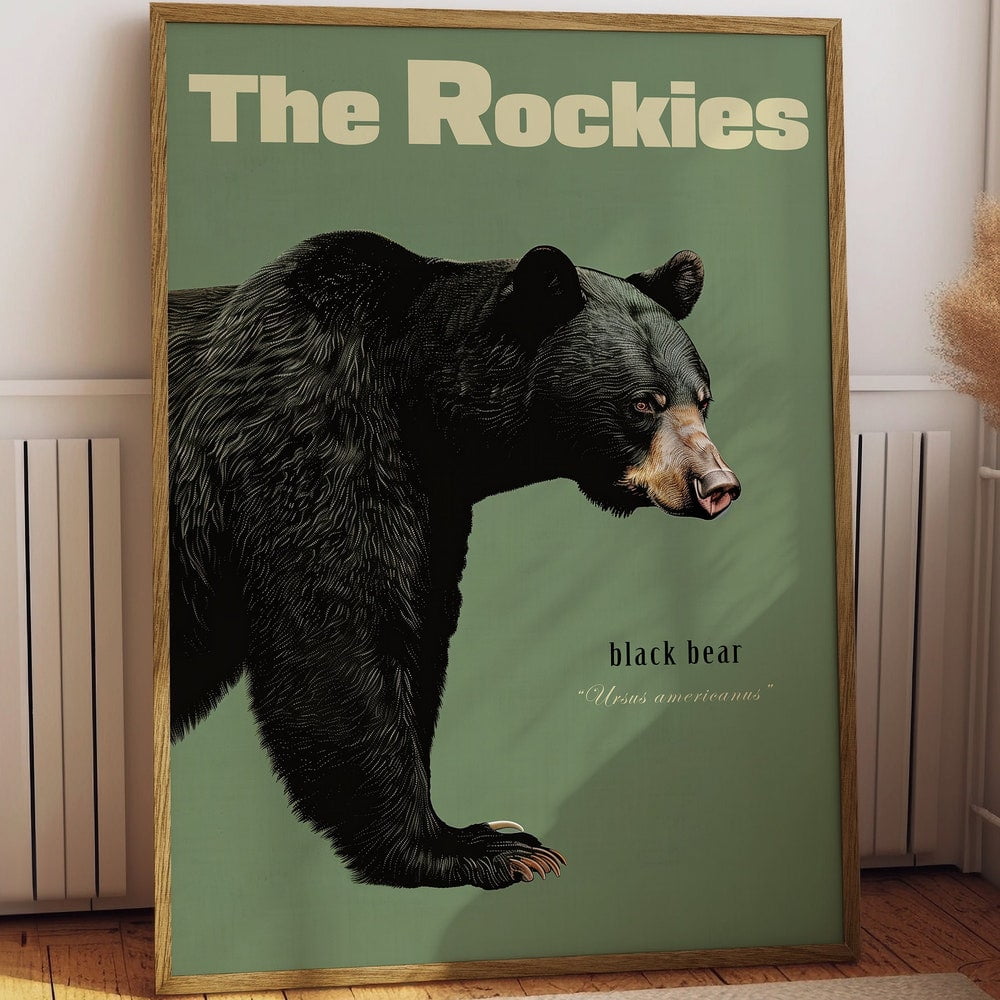 Vintage Black Bear Print Retro Hunting Poster Outdoors Poster Travel ...