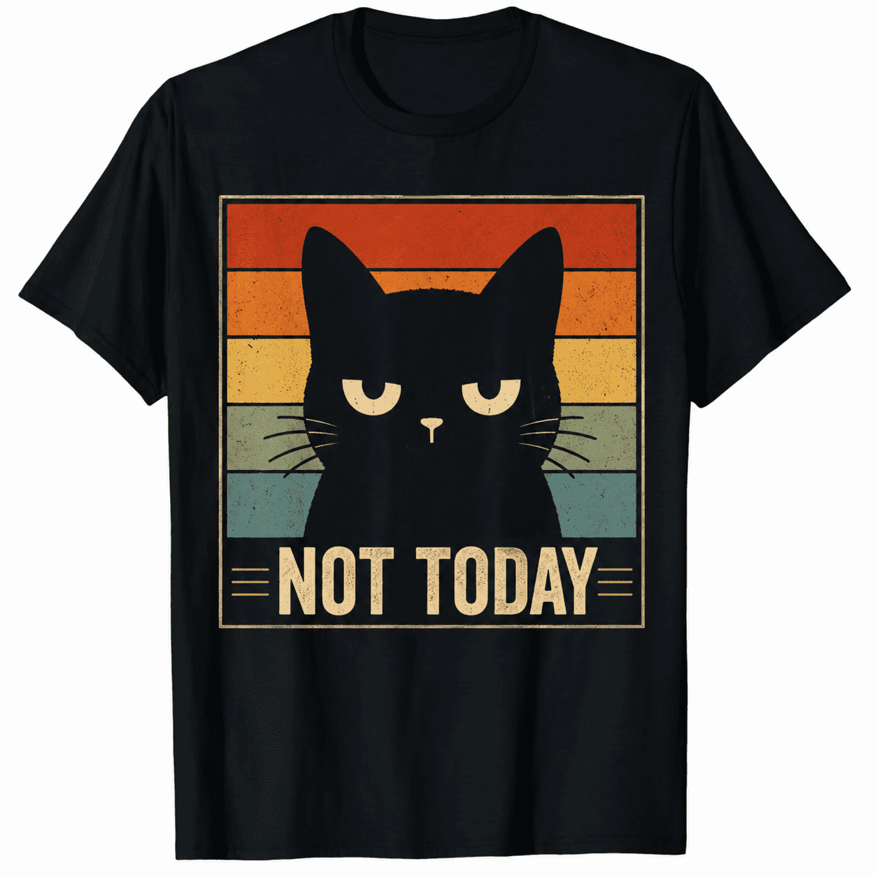 Vintage Black Cat Not Today T-Shirt for Cat Lovers, Funny Grumpy Kitty ...