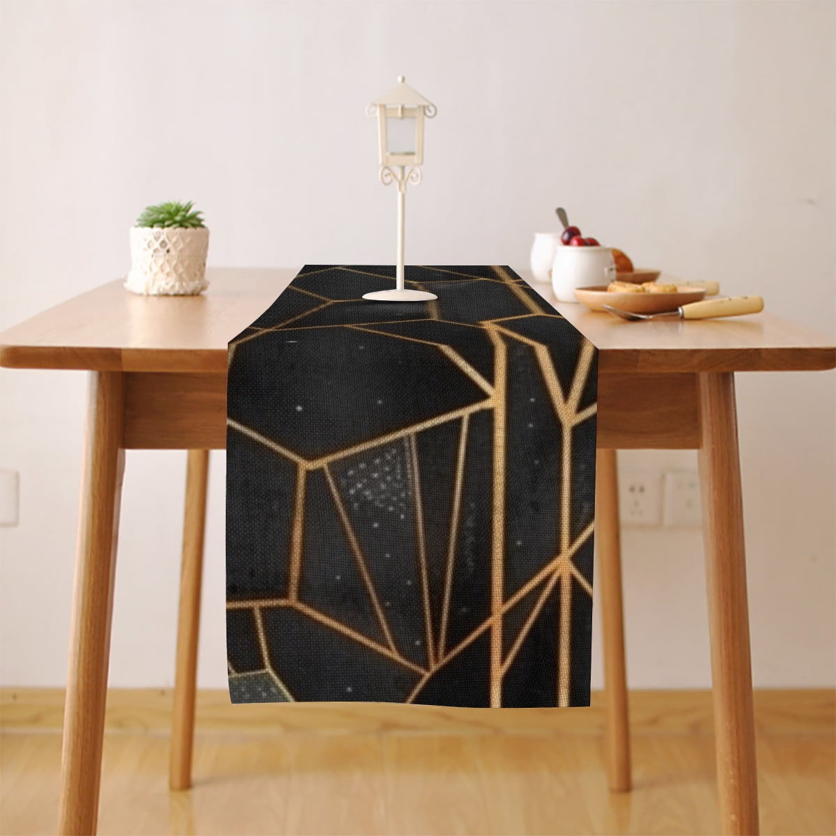 Vintage Black Gold Table Runner, Seasonal Fall Winter Kitchen Dining ...
