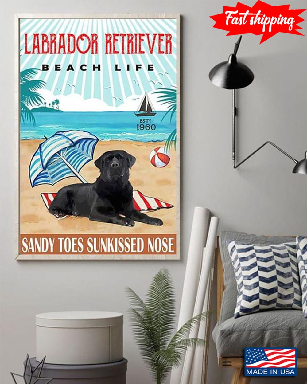 Vintage Black Labrador Retriever Beach Life Sandy Toes Sunkissed Nose ...
