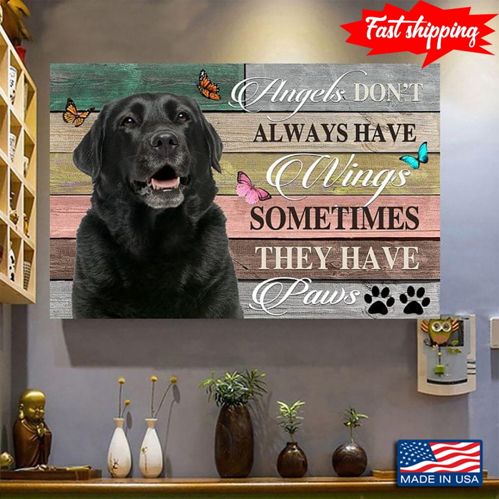Vintage Black Labrador Retriever & Butterflies Angels Don’t Always Have ...