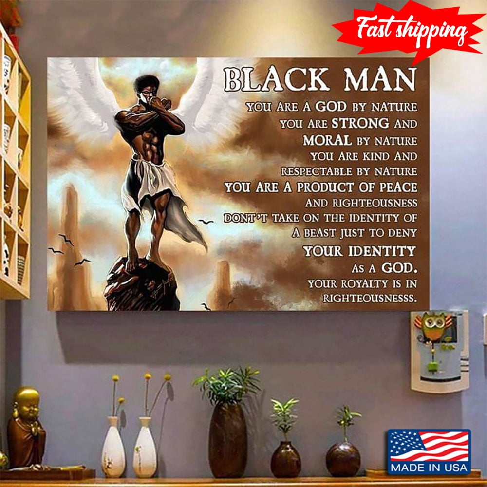 Vintage Black Man With Angel Wings Your Are A God By Nature You Are ...