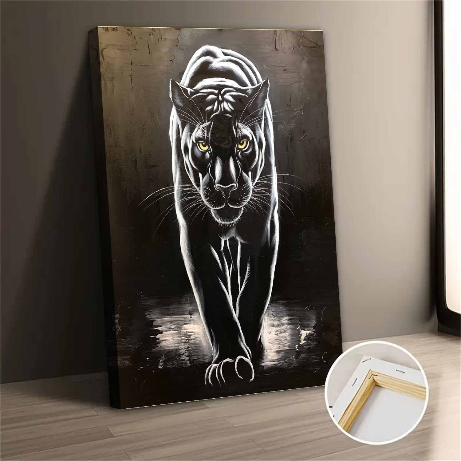 Vintage Black Panther Canvas Wall Art Print Modern Aesthetic Home Decor ...