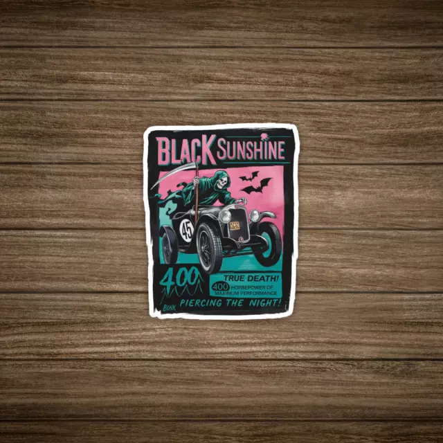 Vintage Black Sunshine Death Race Sticker - Halloween Grim Reaper Hot ...