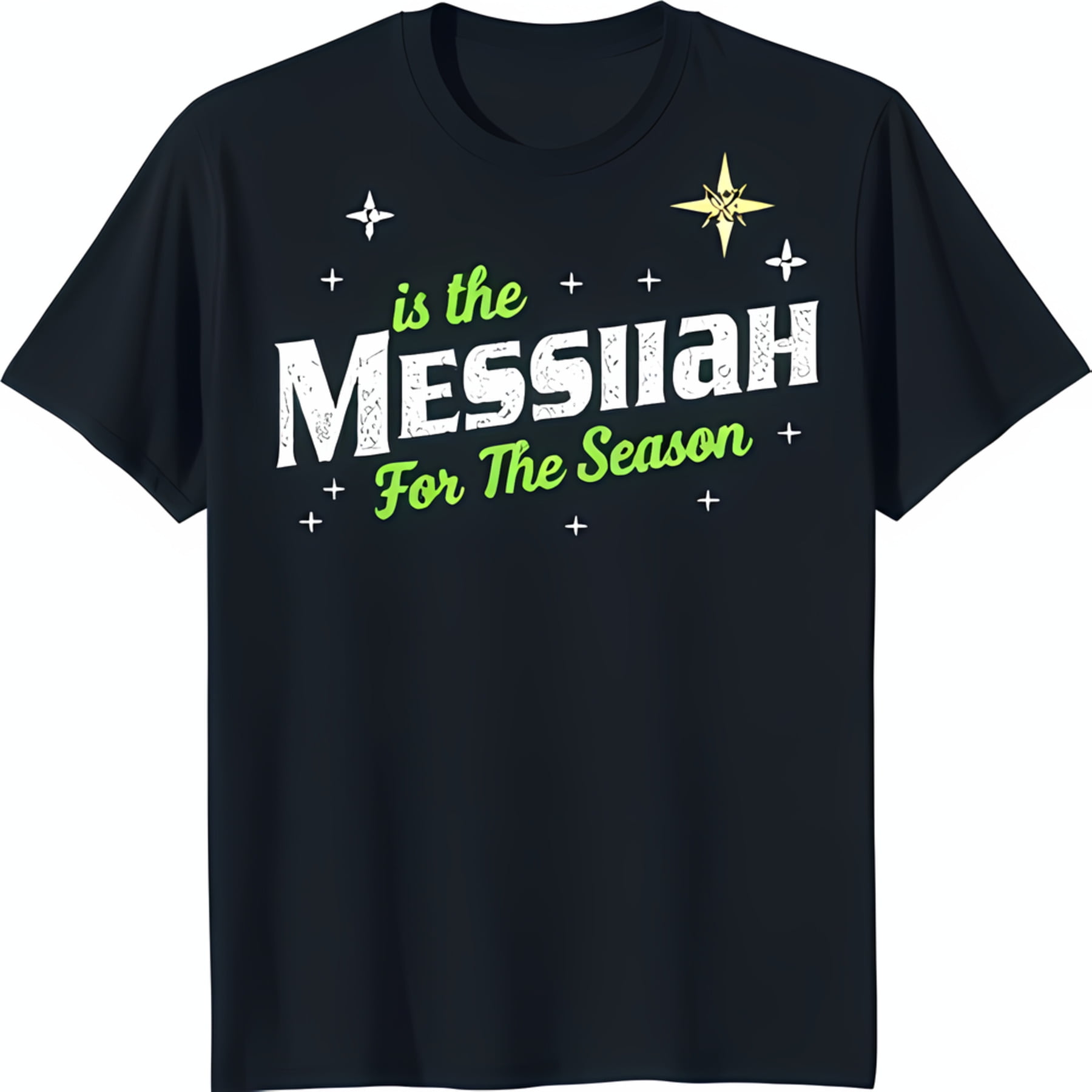 Vintage Black T-Shirt: 'Is the Messiah for the Season' with White ...
