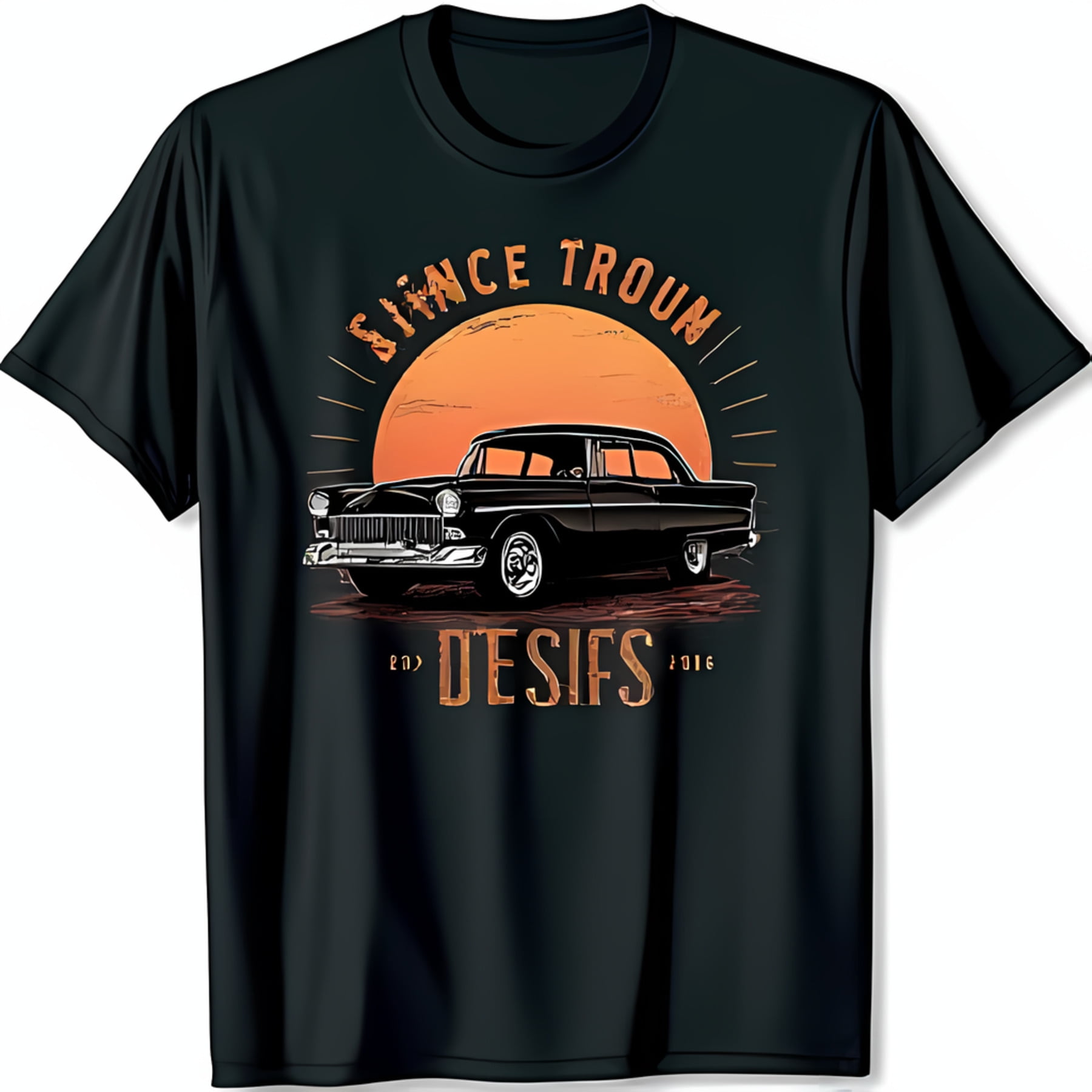 Vintage Black T-Shirt with 1957 Bel Air Sunset Design SINCE TROUN ...