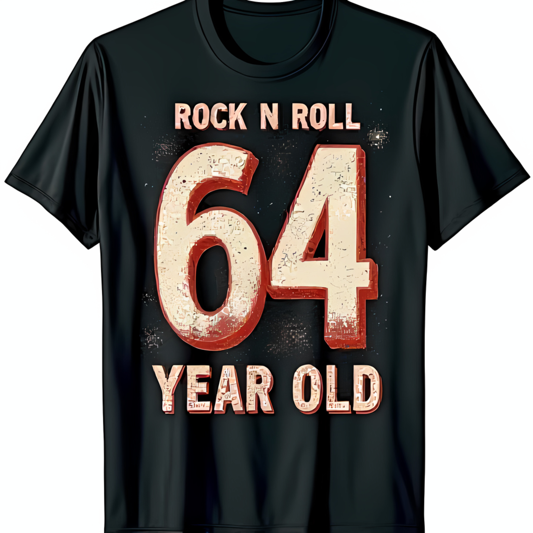 Vintage Black T-Shirt with '64' Graphic 'Rock N Roll' Design - Walmart.com