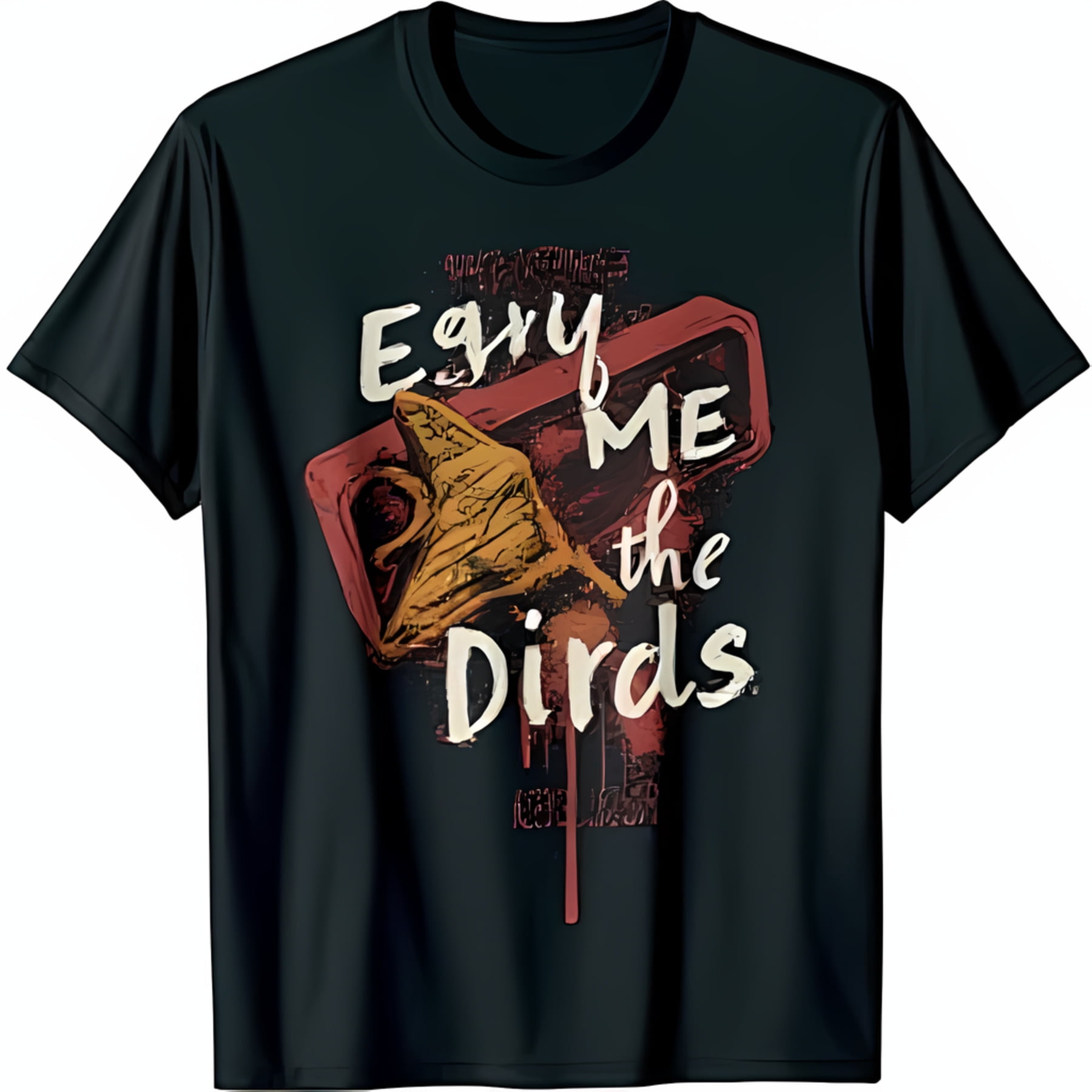 Vintage Black T-Shirt with Bird in Graphic & Eat Me the Birds Sign ...