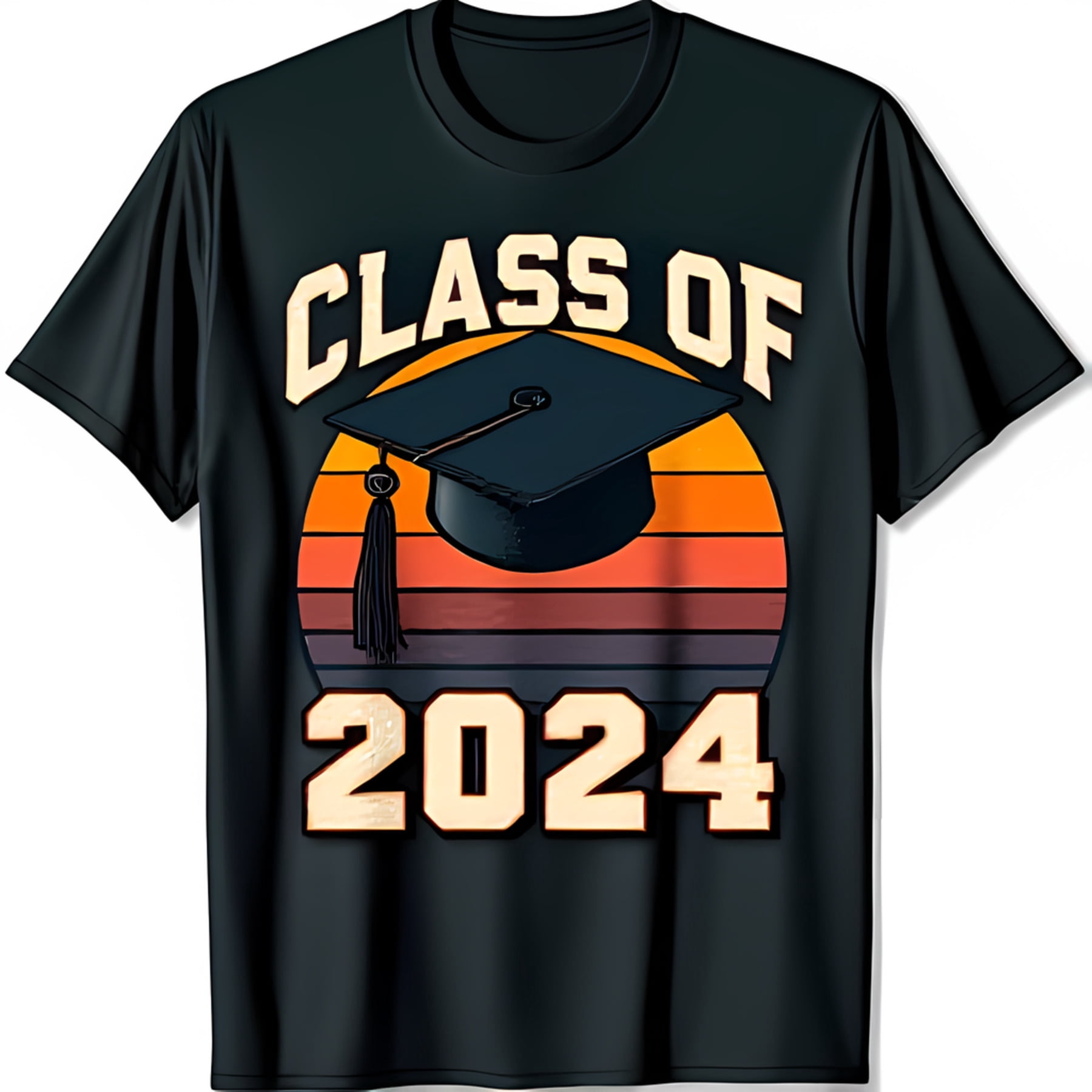 Vintage Black T-Shirt with Bold Class of 2024 Graphic & Graduation ...
