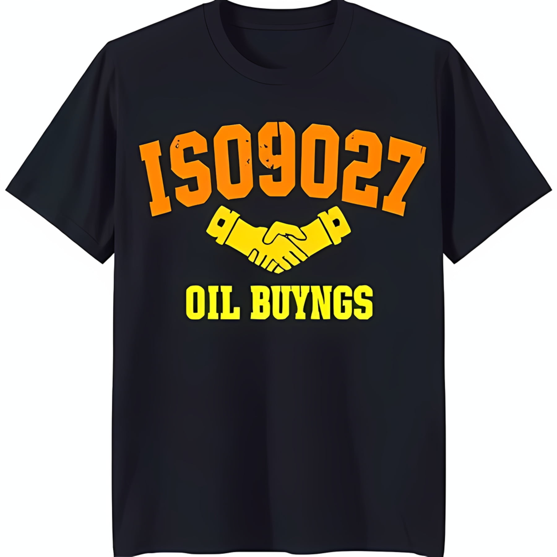 Vintage Black T-Shirt with ISO9027 Graphic Handshake Symbol & BUYNGS ...