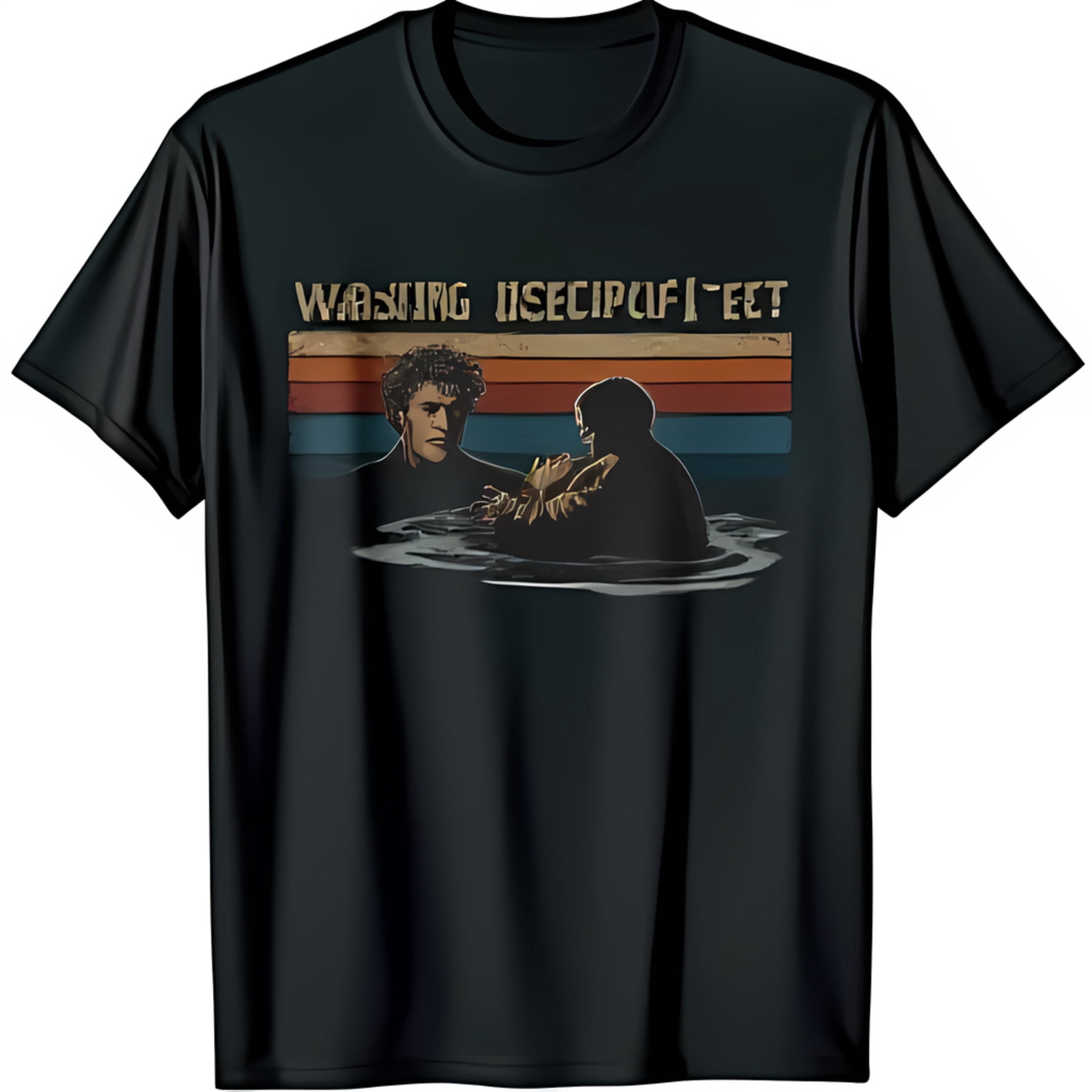 Vintage Black T-Shirt with Iconic Scene Graphic WASHING USECIPUF EET ...