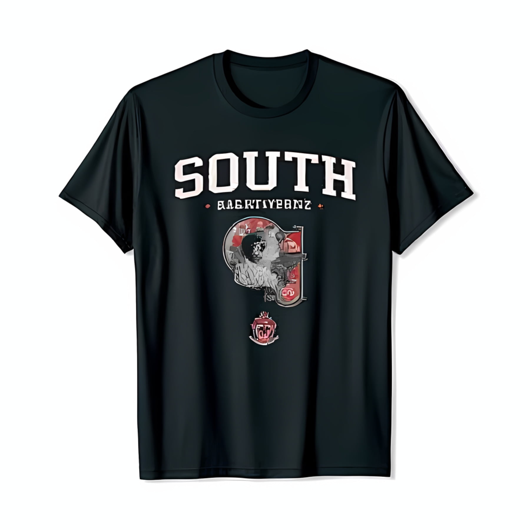 Vintage Black T-Shirt with SOUTH and BACKTYEBONZ Design & Mascot ...