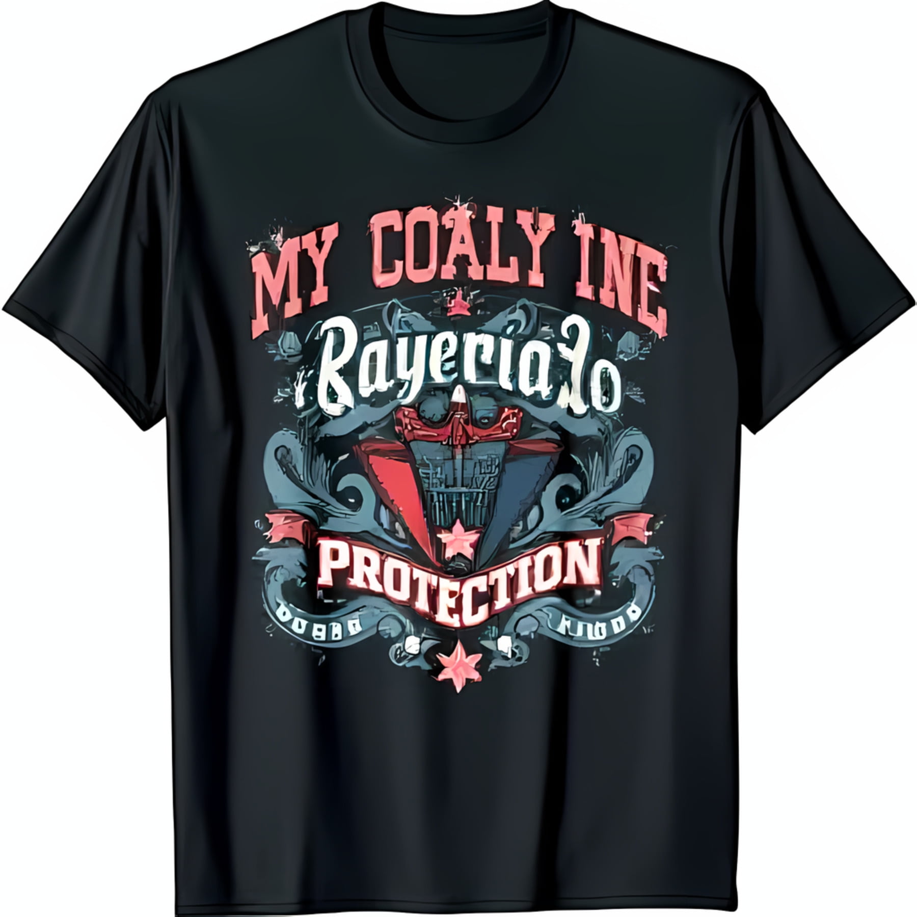 Vintage Black T-Shirt with Stylized Coal Mining Cart & Floral Accents ...