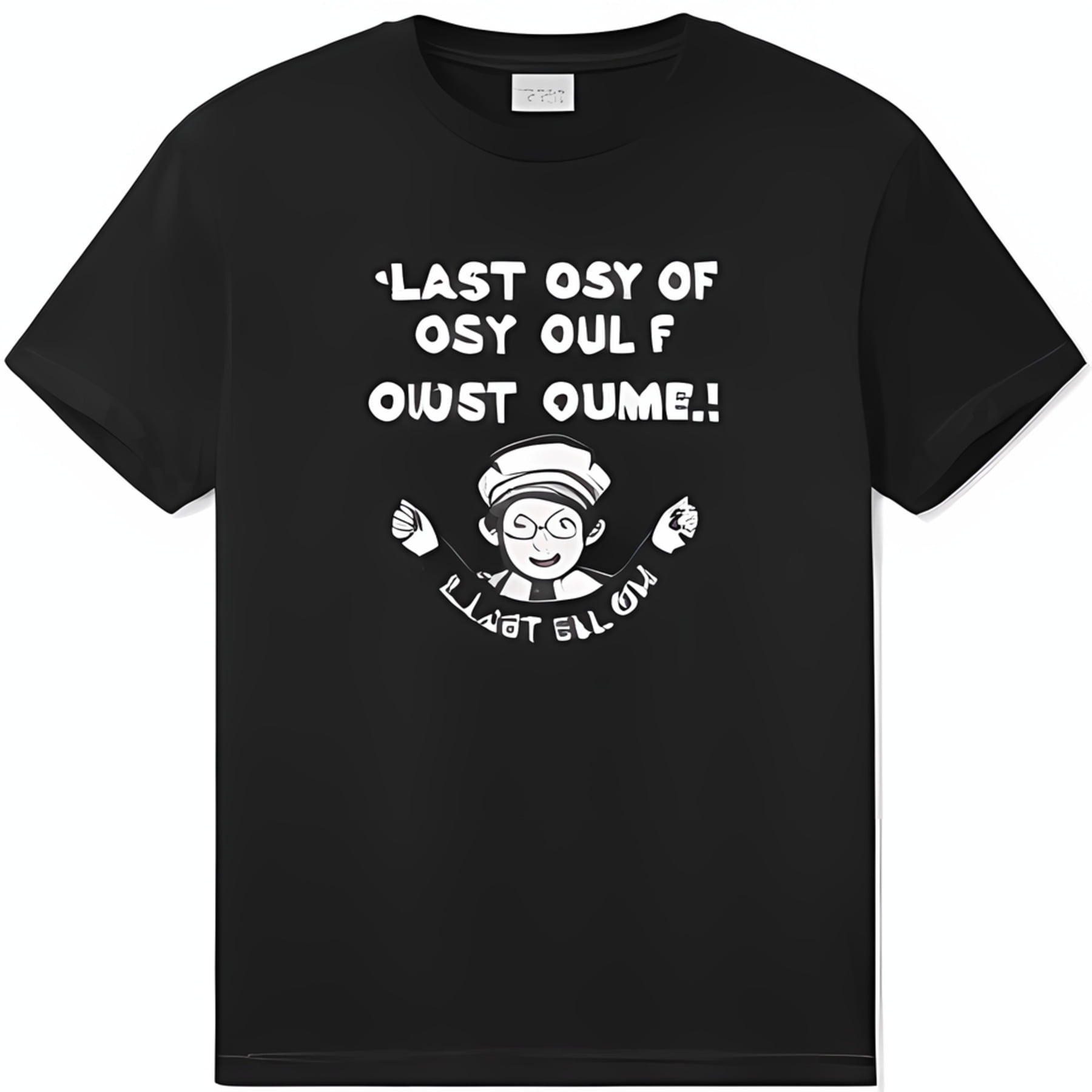 Vintage Black T-Shirt with Wally Cartoon CharacTeer Design Retro Style ...