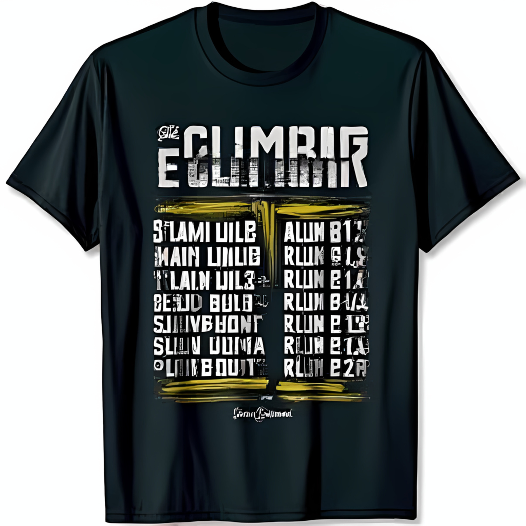 Vintage Black T-Shirt with Yellow Graphic List of Song Titles ...