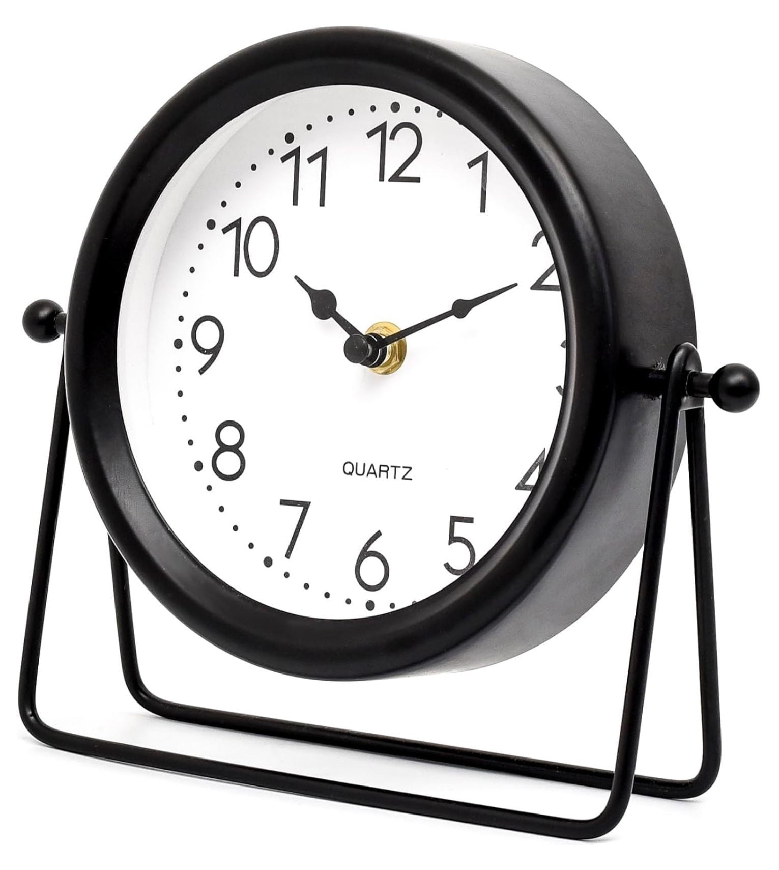 Vintage Black Table Clock on Stand, Decorative Desk and Shelf Clock ...