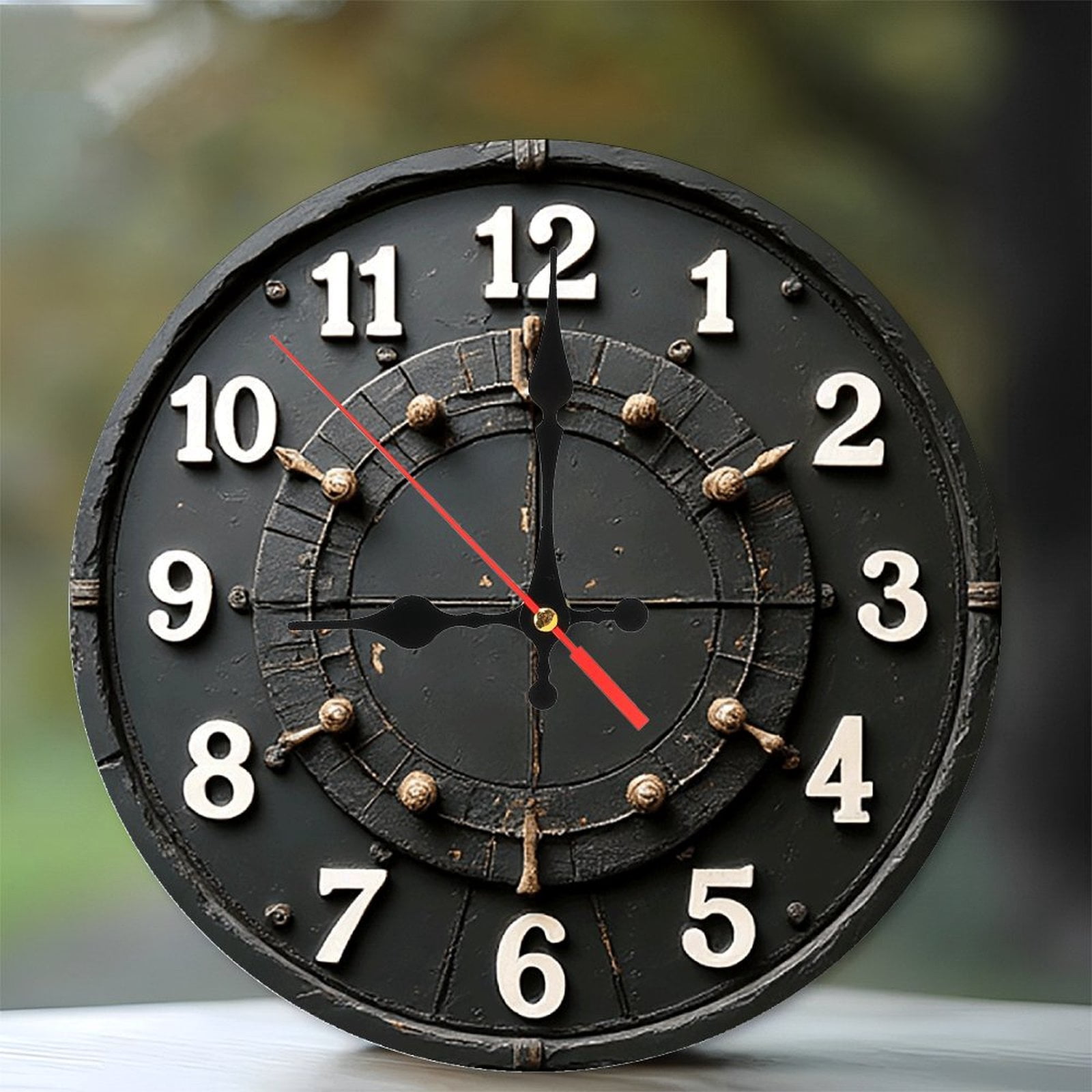 Vintage Black Wall Clock Antique Style Home Decor 10-Inch Silent Wooden ...