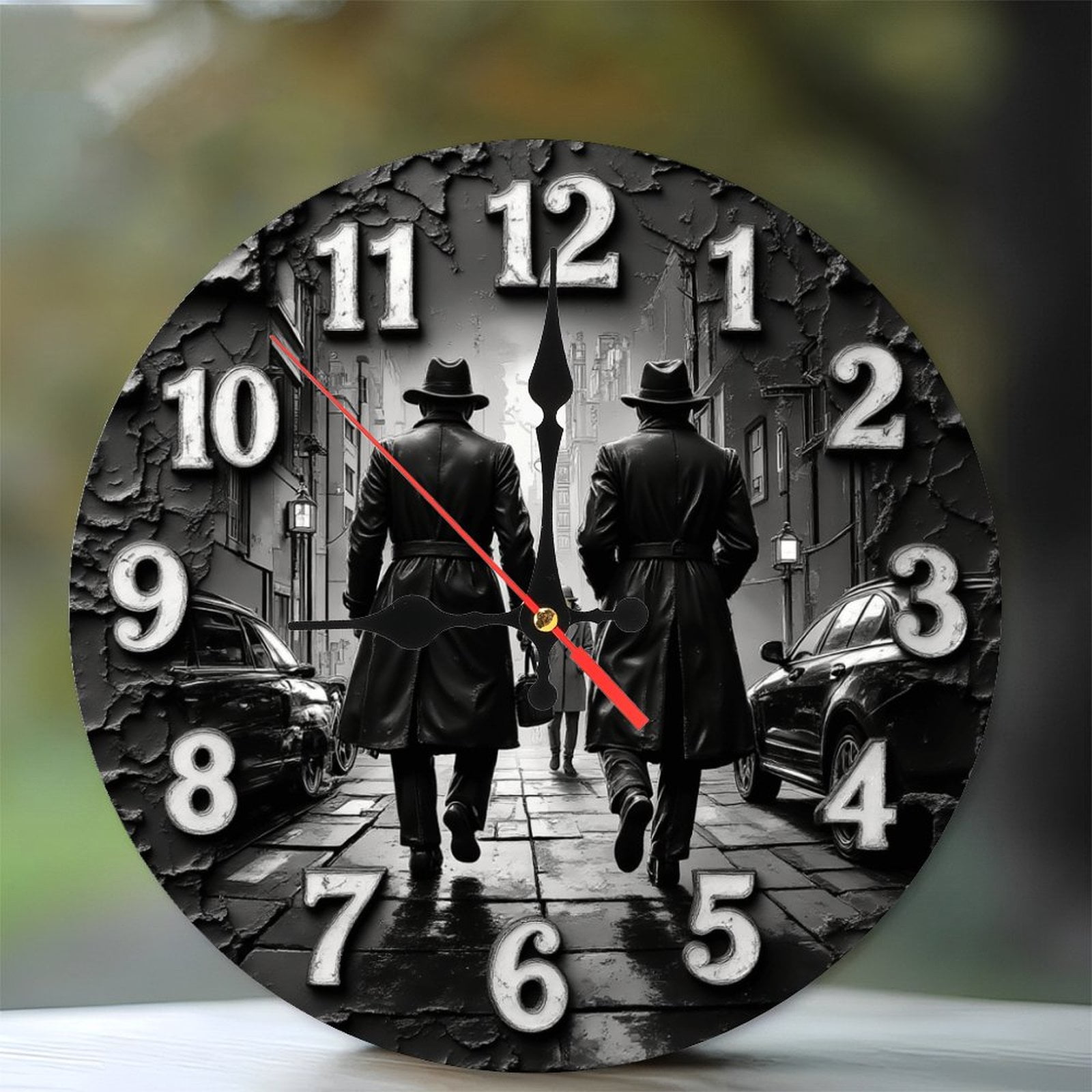 Vintage Black White Clock Wall Decor Gangster Style 10-Inch Silent ...