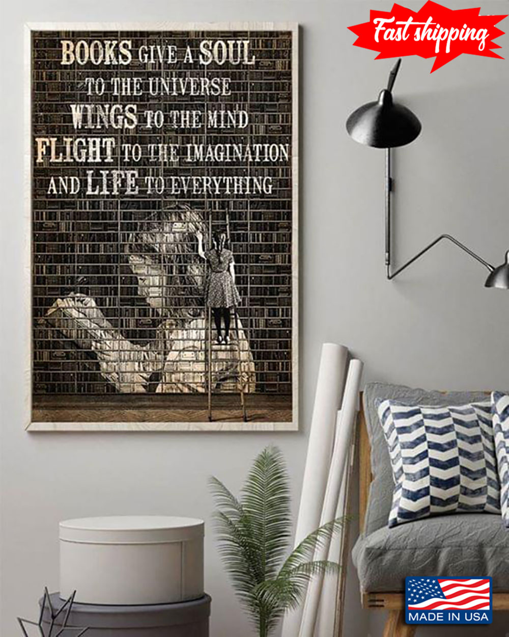 Vintage Black & White Girl Reading Book Books Give A Soul To The ...