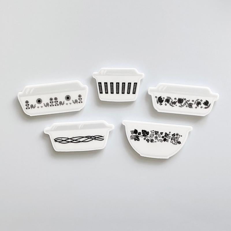 Vintage Black and White Pyrex Magnets | Gooseberry | Barbed Wire ...
