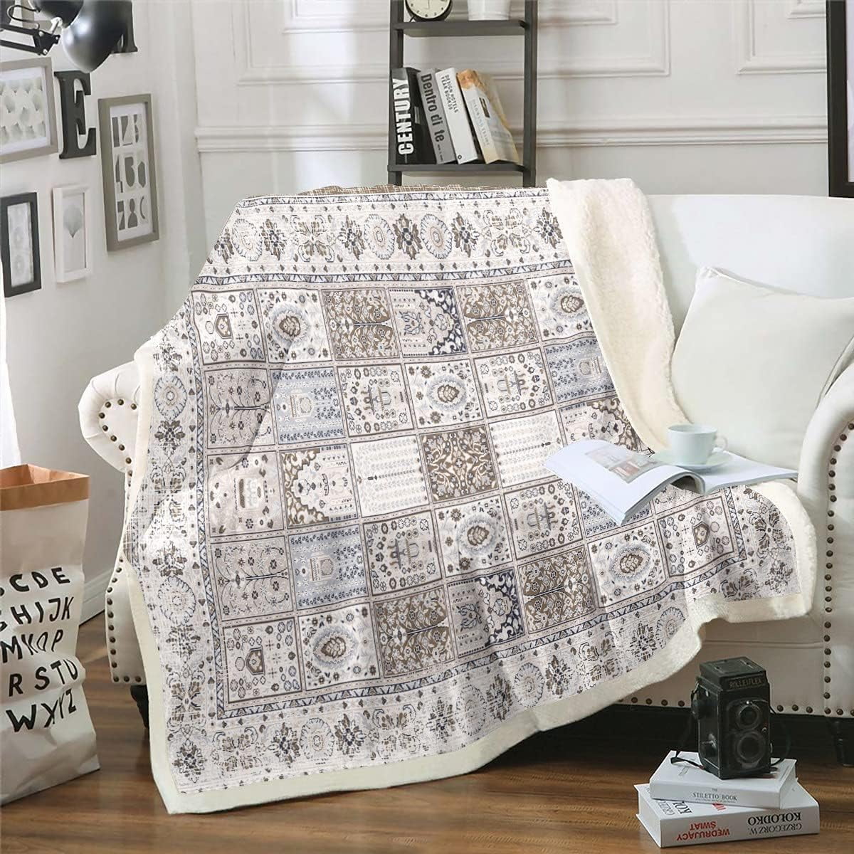 Vintage Blanket Persian Style Throw Blanket for Bed, Retro Bohemian ...