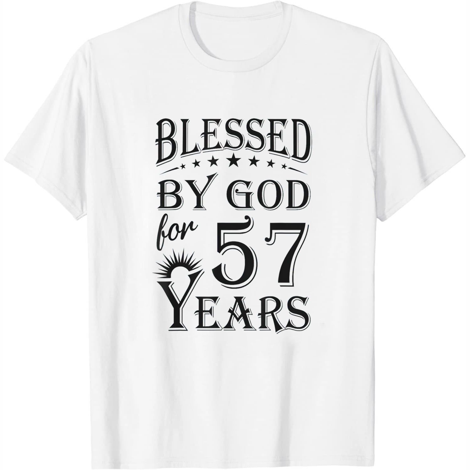 Vintage Blessed by God for 57 years Happy 57th Birthday T-Shirt White ...