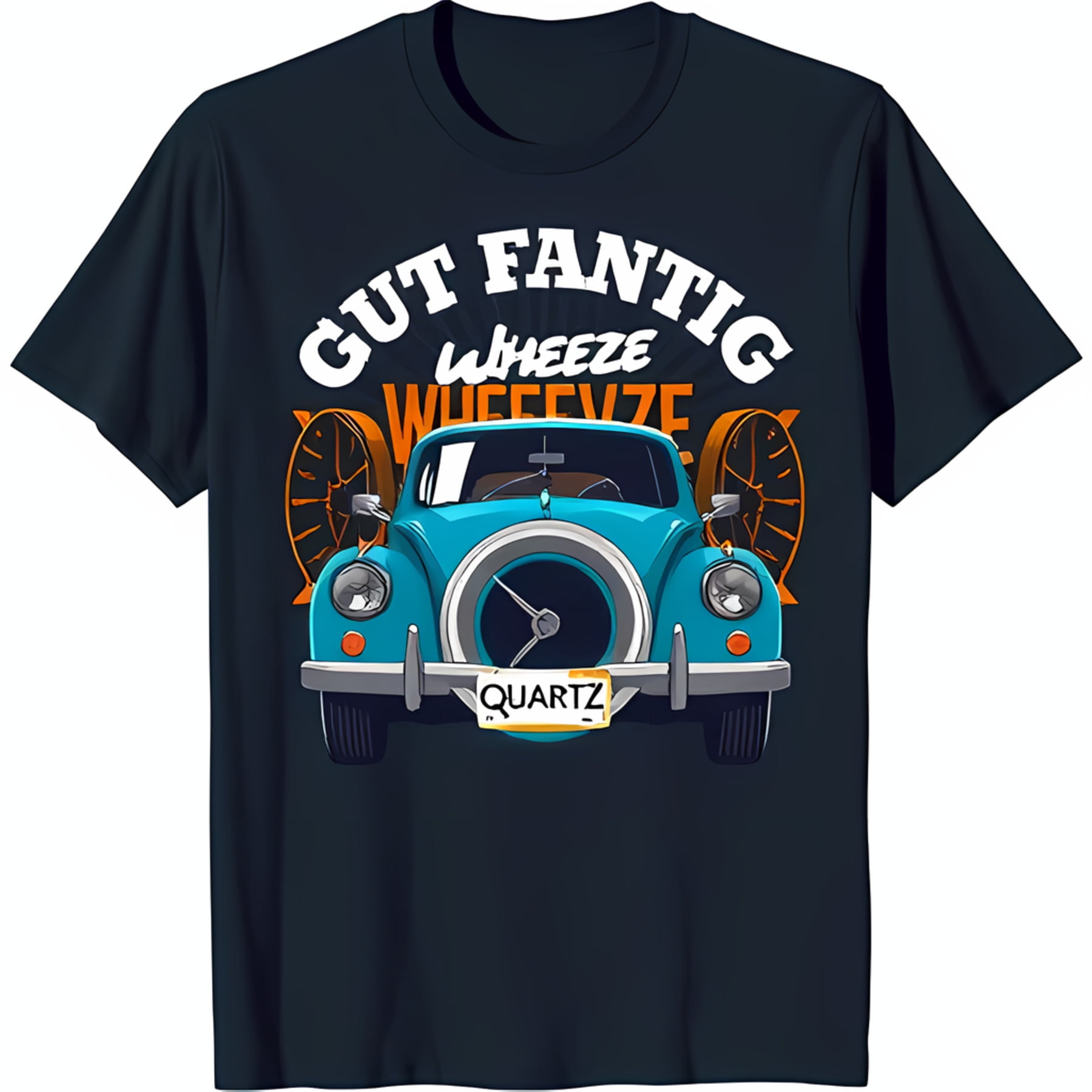 Vintage Blue Car Graphic on Black T-Shirt Fun Cartoon Design with 'Gut ...