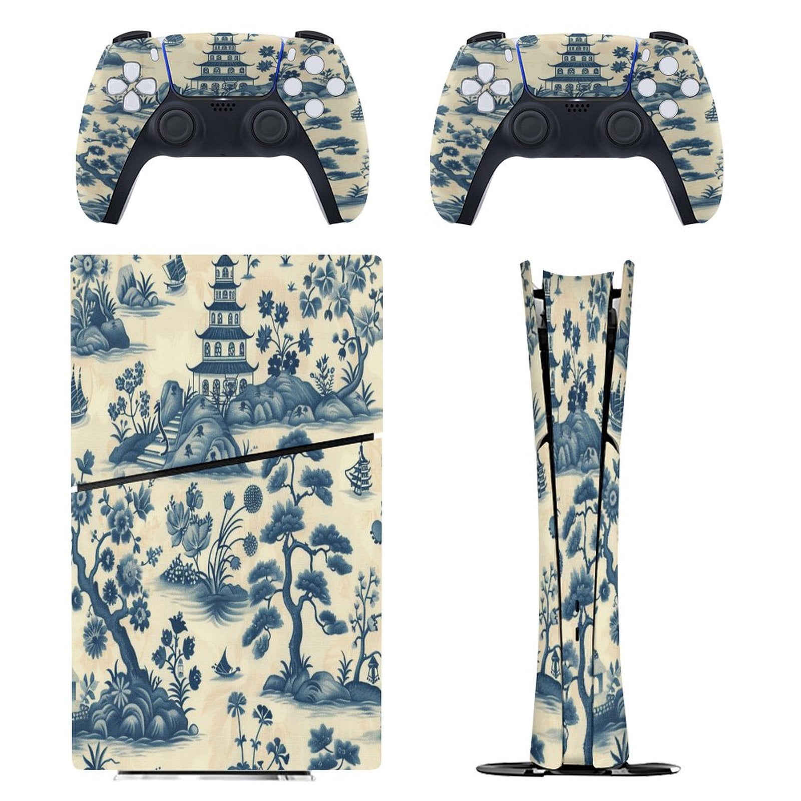 Vintage Blue Chinoiserie Toile Boat PS5/PS5 Slim Digital Disc Skin ...