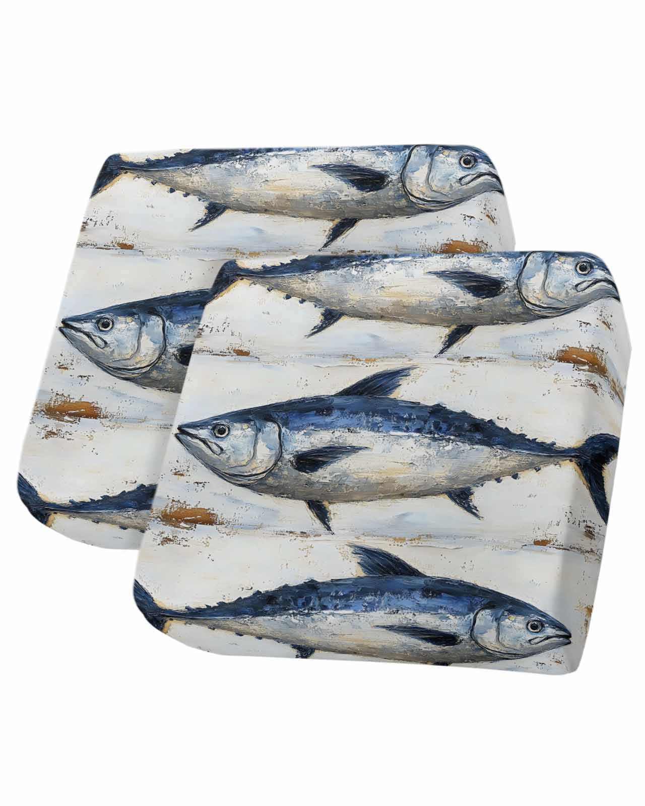 Vintage Blue Fish Sofa Couch Cushion Covers Washable, Removable ...