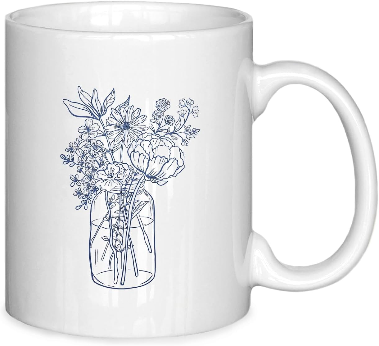 Vintage Blue Floral Coffee Mug, Boho Flower Bouquet Floral Coffee Mug ...