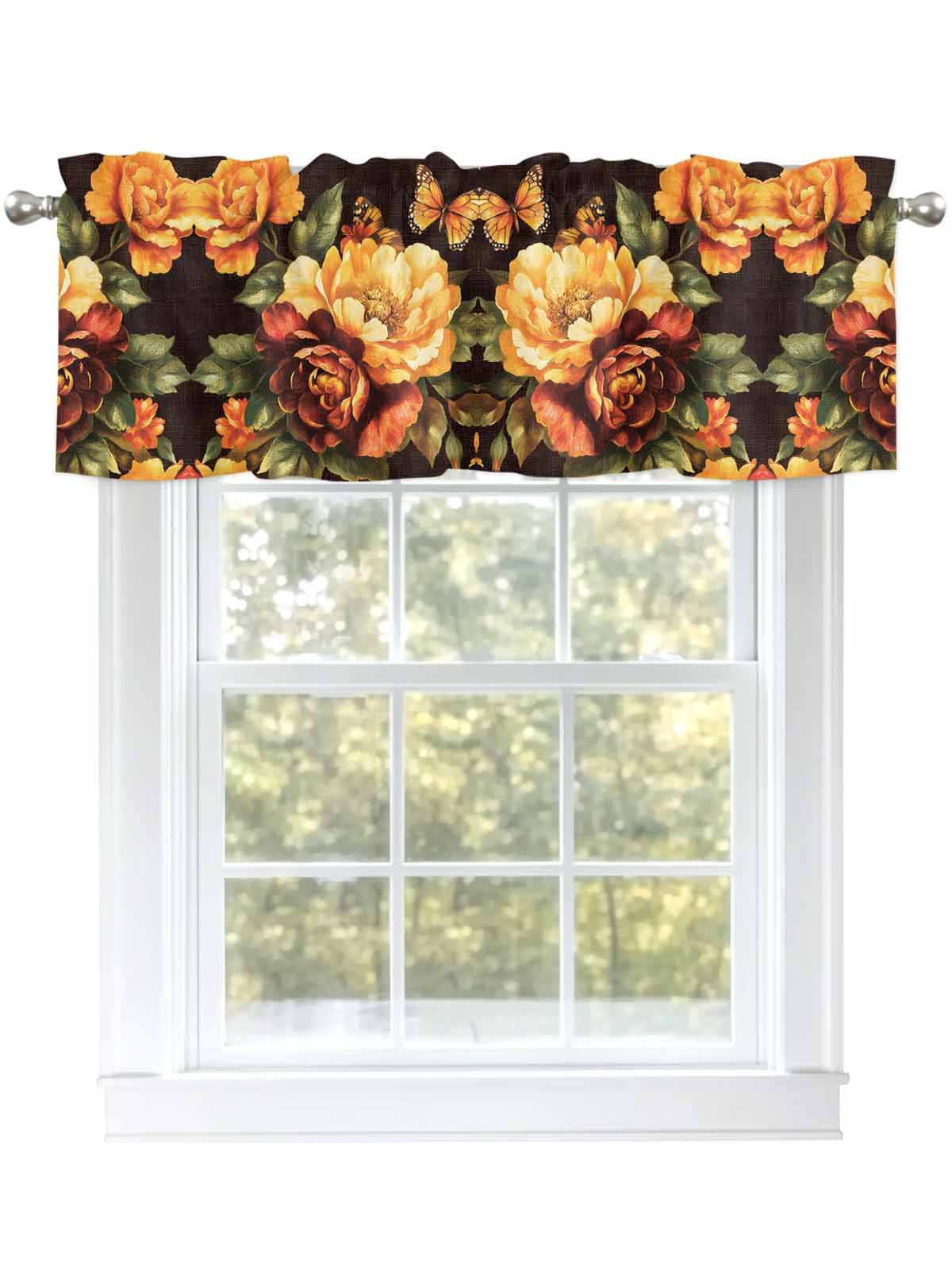 Vintage Blue Floral Curtain Valances for Windows, Paisley Pattern ...
