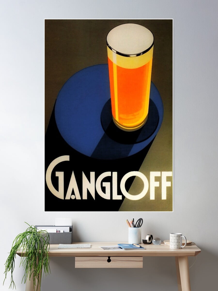 Vintage Blue Gangloff Beer Big Glass Light Ale Lager Pilsen Advertising ...