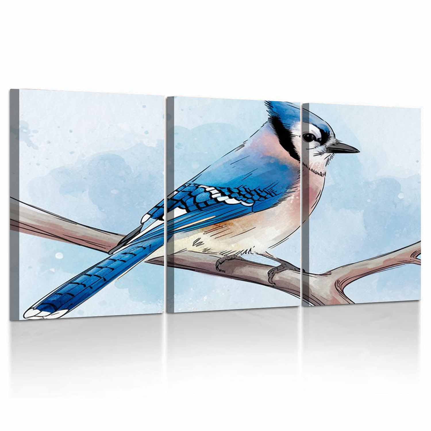 Vintage Blue Jay Canvas Wall Art Print for Bedroom Living Room Home ...