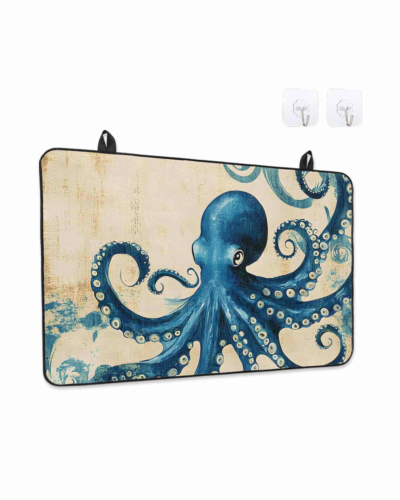 Vintage Blue Octopus Stove Top Covers for Electric Stove, Kitchen Glass ...