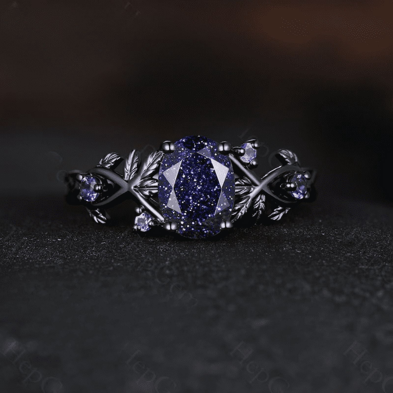 Vintage Blue Sandstone Engagement Ring,Oval Cut Gems,Amethyst ring ...